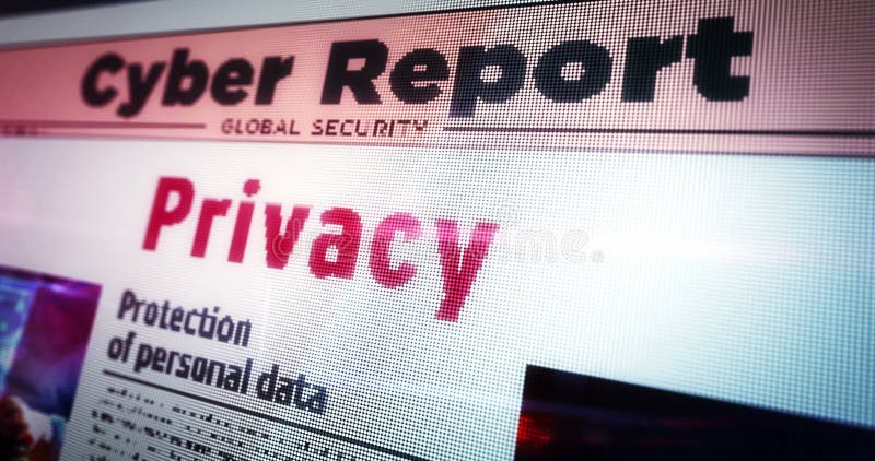 Privacy Identity Protection Newspaper on Mobile Tablet Screen Stock ...