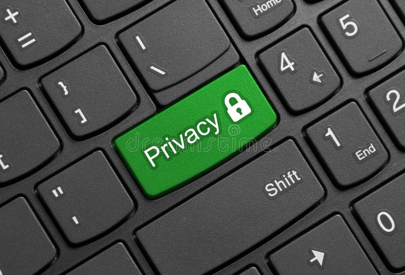 Young Woman Using Laptop Computer with Hologram in Coffee Shop, GDPR ...