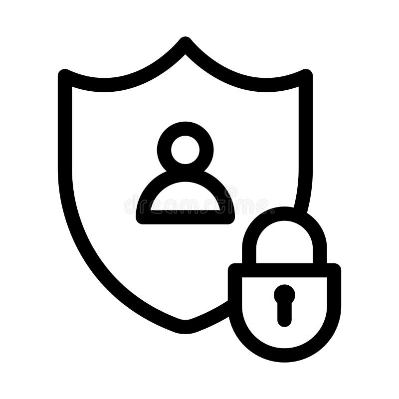 Privacy Lock Security Shield Single Isolated Icon with Outline Style ...
