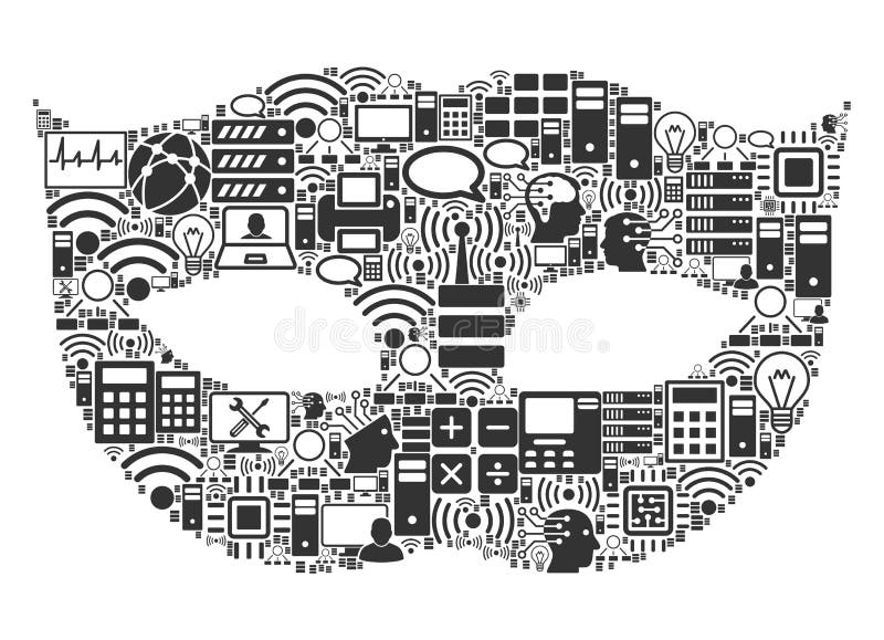 Privacy Mask Composition Icon for BigData and Computing Stock Vector ...