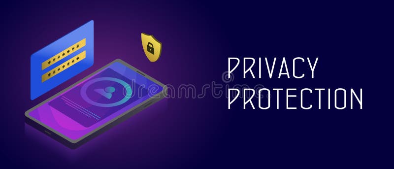 Privacy Personal Data Protection Concept With Isometric Phone Login