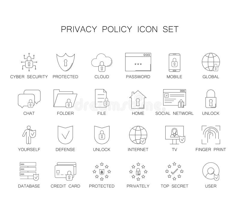 Privacy policy icon set. stock vector. Illustration of bill - 126943218