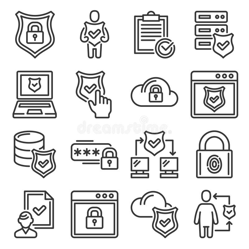 Privacy Policy Icons Set on White Background. Vector Stock Vector ...