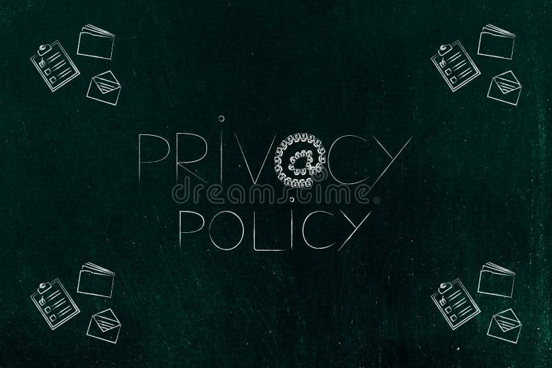 Privacy Policy Text with @ Symbol Made of Locks and Business Obj Stock ...