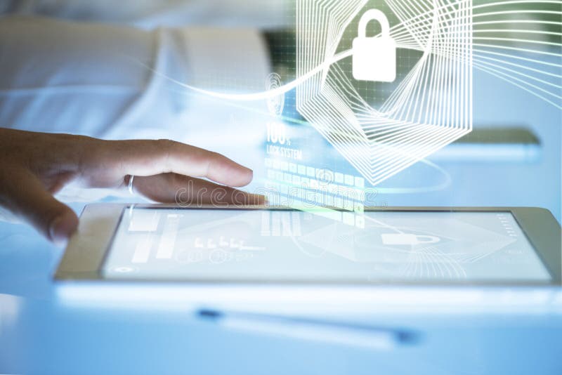 Privacy Protection Icon and Digital Tablet Stock Image - Image of icon ...
