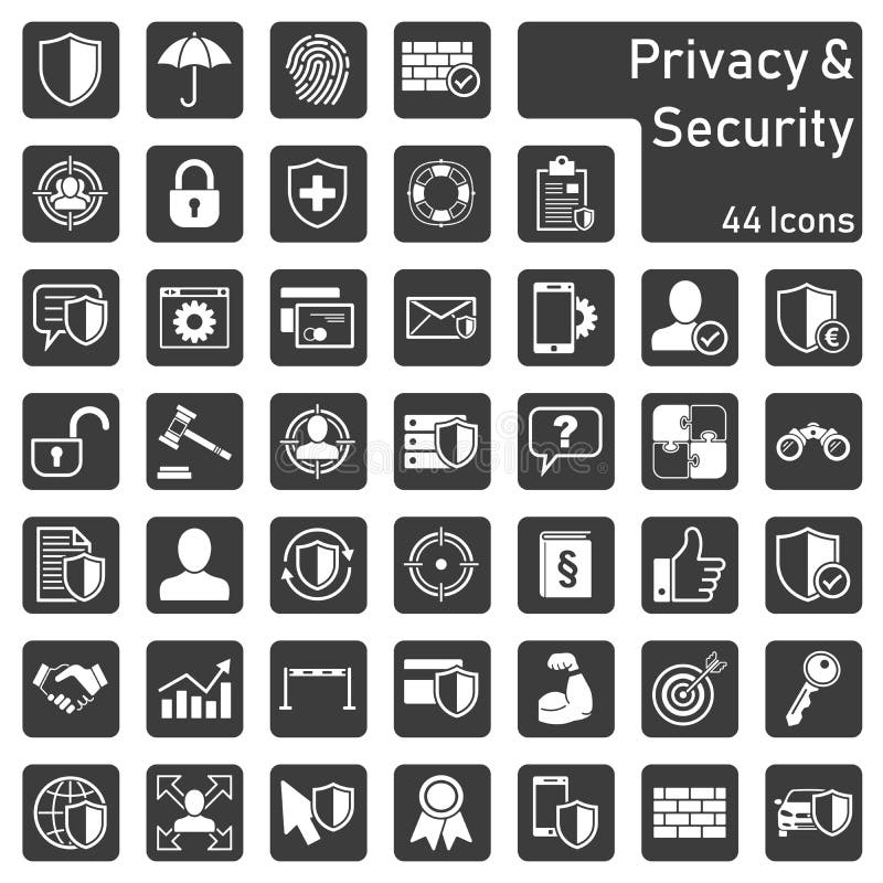 Privacy security icon set stock illustration. Illustration of business ...