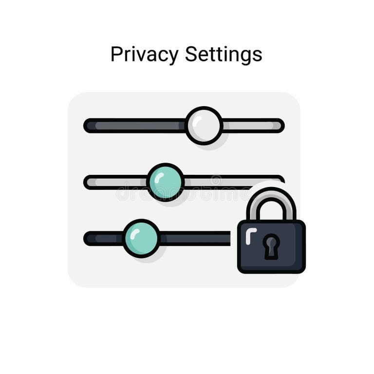 Privacy Settings Interface Sliders White Grey Teal Lock Icon Stock ...