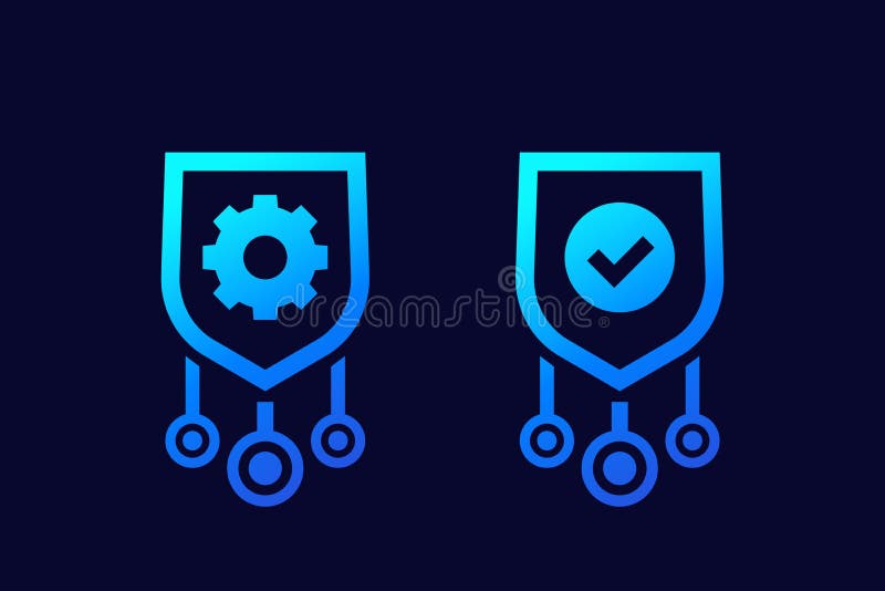 Privacy Settings Vector Icons with Shield Stock Vector - Illustration ...