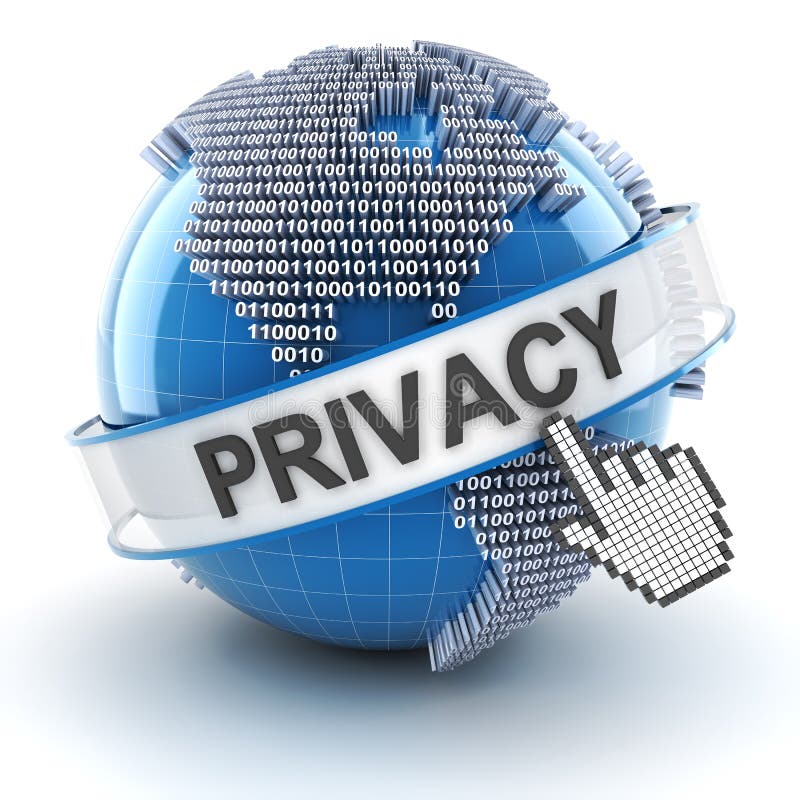 Privacy Symbol with Digital Globe, 3d Render Stock Illustration ...