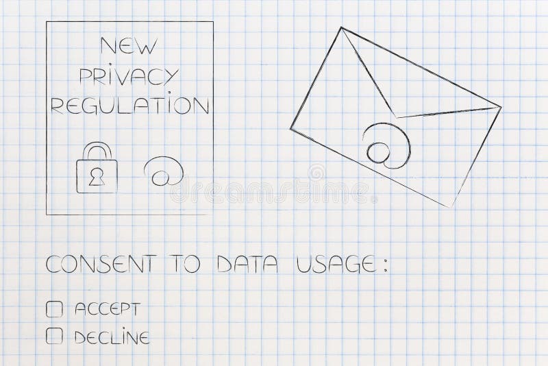 Privacy Text Next To Email Envelope and Data Usage Consent Quest Stock ...