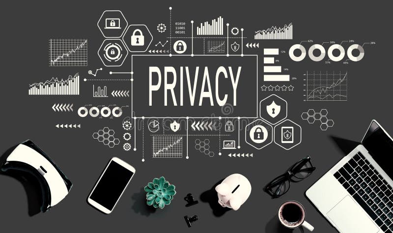 Privacy Theme with Electronic Gadgets and Office Supplies Stock Image ...