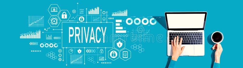 Privacy Theme with Person Using a Laptop Stock Illustration ...