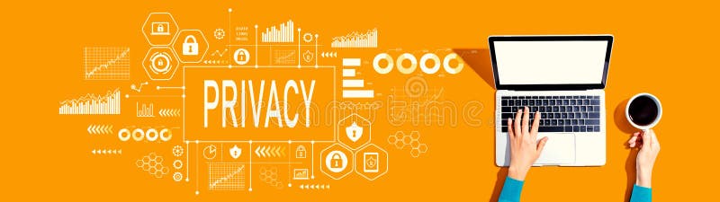 Privacy Theme with Person Using a Laptop Stock Image - Image of ...