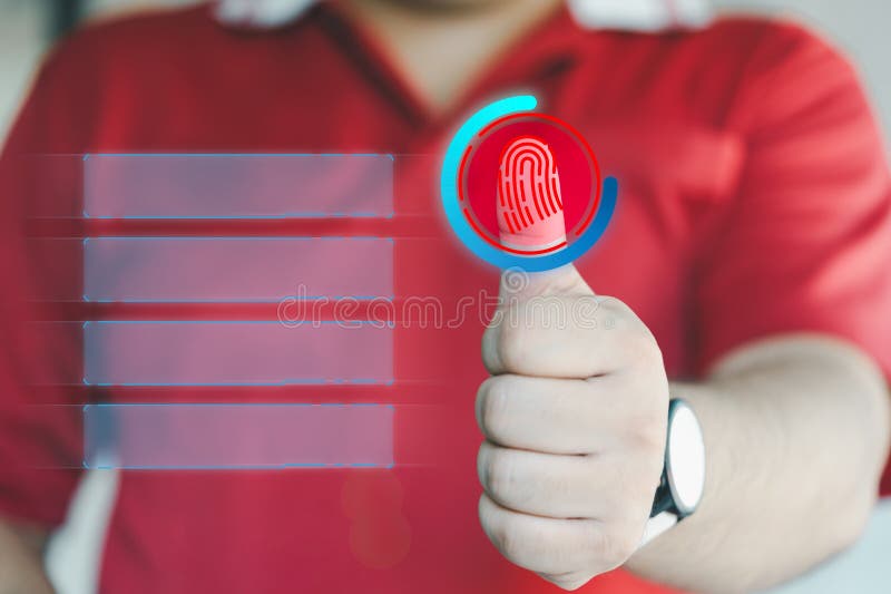 Privacy with Thumbs Up and Virtual Fingerprint Scan and Empty Label ...