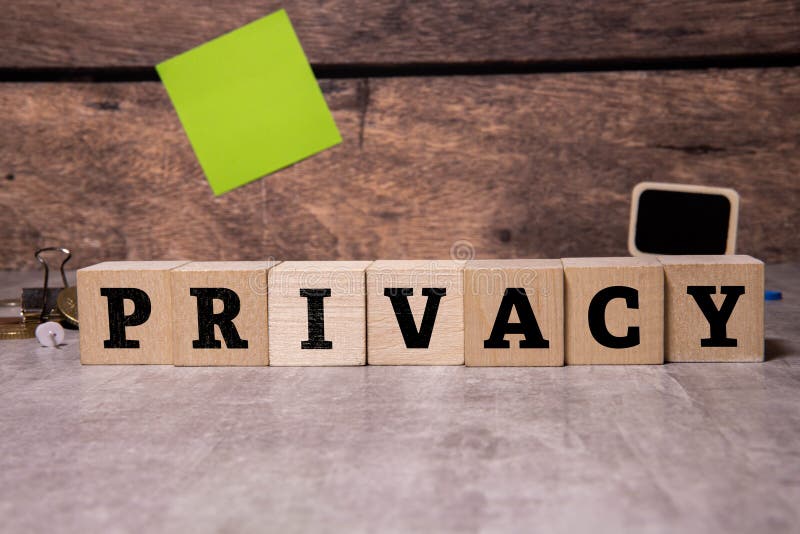 Privacy Word in Wooden Cube Stock Photo - Image of password, background ...
