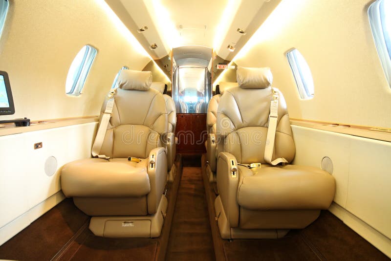 Privat jet cabin rear stock photo. Image of black, brown - 19935364