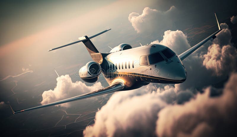 Private Airplain Jet Flying in the Sky, Generative AI Stock Image ...