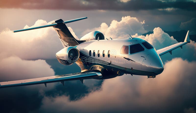 Private Airplain Jet Flying in the Sky, Generative AI Stock Image ...