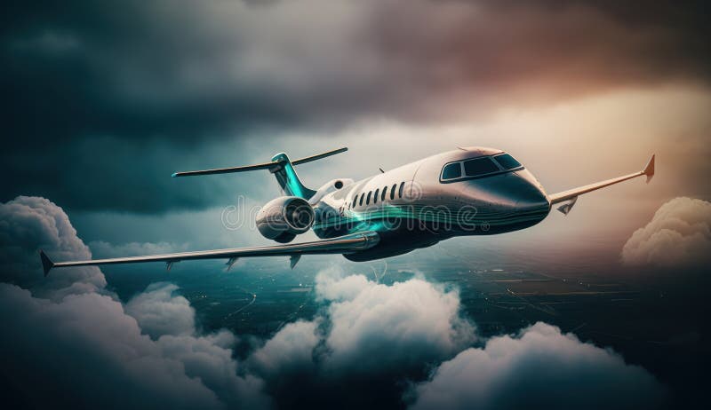 Private Airplain Jet Flying in the Sky, Generative AI Stock Photo ...