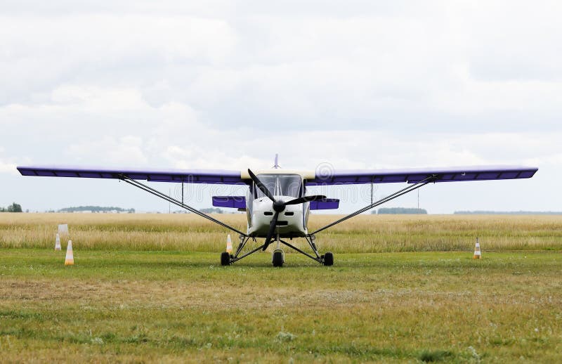 Private airplane standing stock image. Image of outdoors - 95056737