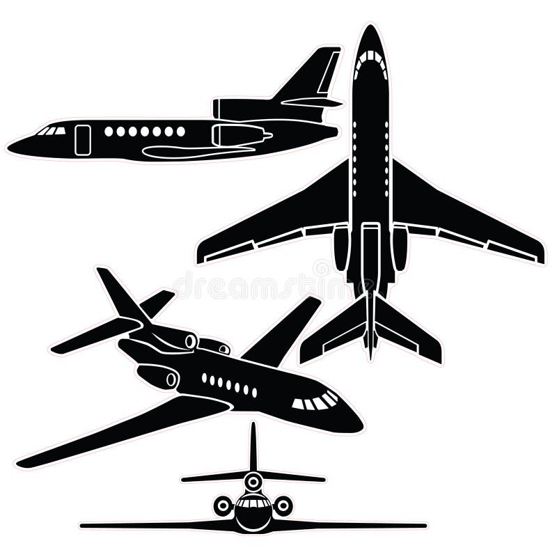 Private Airplane Vector Set Stock Vector - Illustration of flight, wing ...