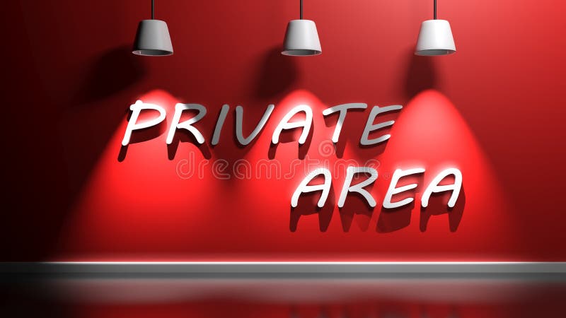 PRIVATE AREA Write Hanging at the Wall - 3D Rendering Illustration ...