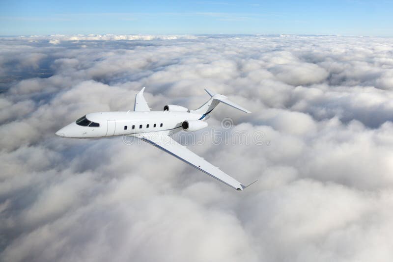 Private Business Jet Airplane Flying on a High Altitude Stock Photo ...