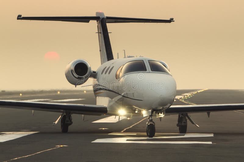 Private Business Jet on the Runway Stock Image - Image of airplane ...