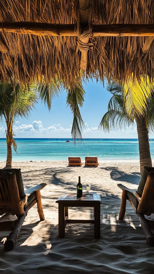 A Private Cabana on a Tropical Beach Stock Image - Image of turquoise ...