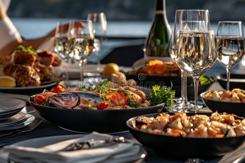 Private Chef Crafts Exquisite Seafood Feast on Luxury Yacht Deck during ...