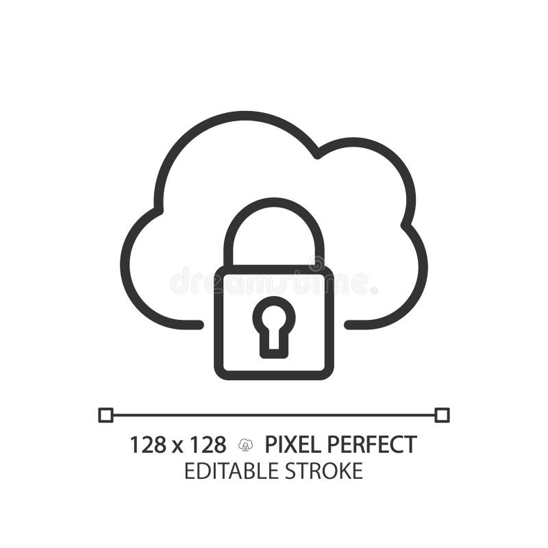 Private Cloud Pixel Perfect Linear Icon Stock Vector - Illustration of ...