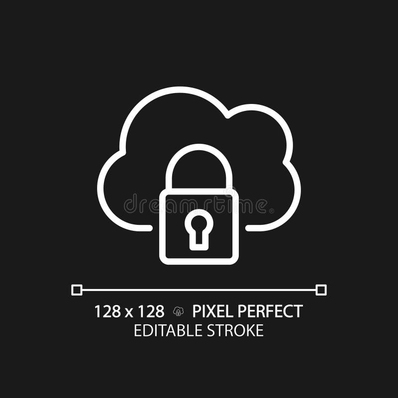 Private Cloud Pixel Perfect White Linear Icon for Dark Theme Stock ...