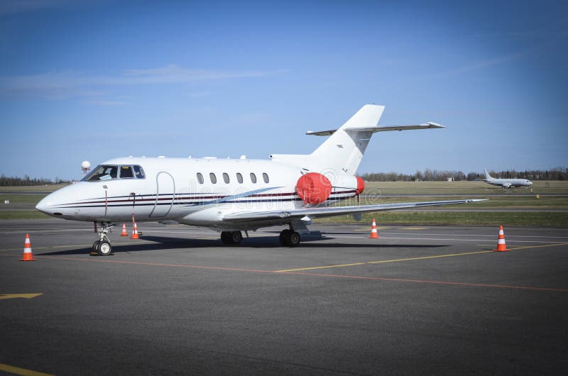 Private Corporate Jet at an AIrport Terminal Stock Photo - Image of ...