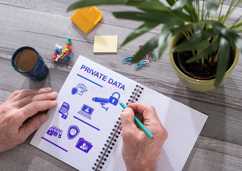 Private Data Concept on a Notepad Stock Image - Image of security ...