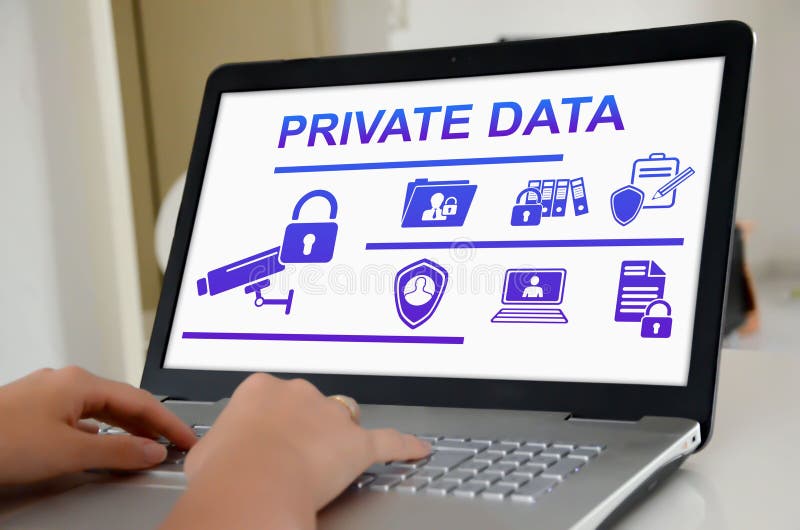Private Data Concept on a Laptop Screen Stock Illustration ...