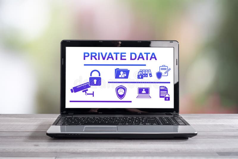 Private Data Concept on a Laptop Screen Stock Image - Image of ...