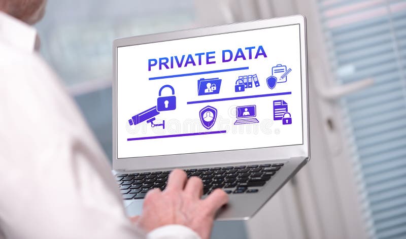 Private Data Concept on a Laptop Screen Stock Photo - Image of ...