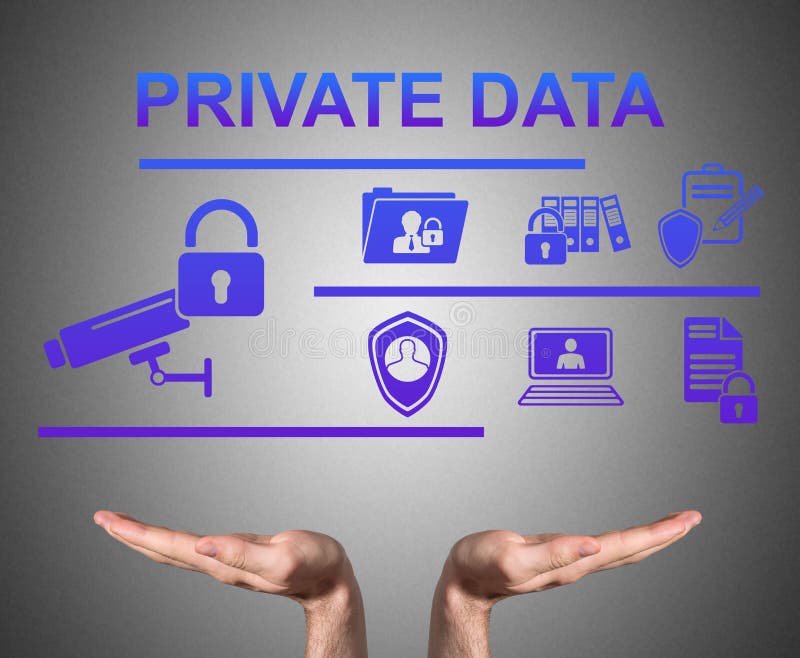 Private Data Concept Sustained by Open Hands Stock Image - Image of ...