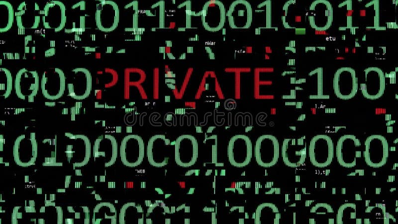 Private Data Glitch Concept with Binary Codes and Red Protection Text ...