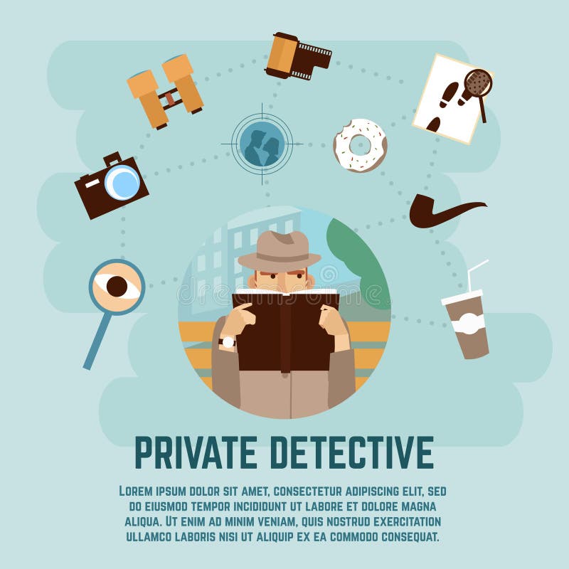 Private Detective Cartoon Icons Collection Stock Vector - Illustration ...