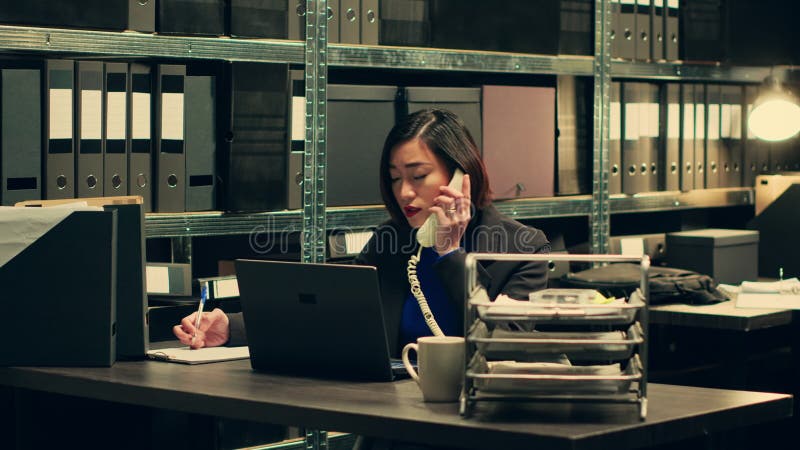 Forensic Experts Using Flashlight on Murder Scene, Fixing Numbers of ...