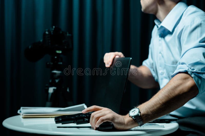 Private Detective Talking on Walkie Talkie Stock Photo - Image of ...
