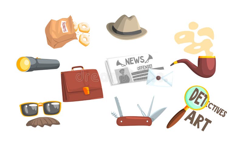 Detective Tools. Cartoon Vector Illustration. Stock Vector ...
