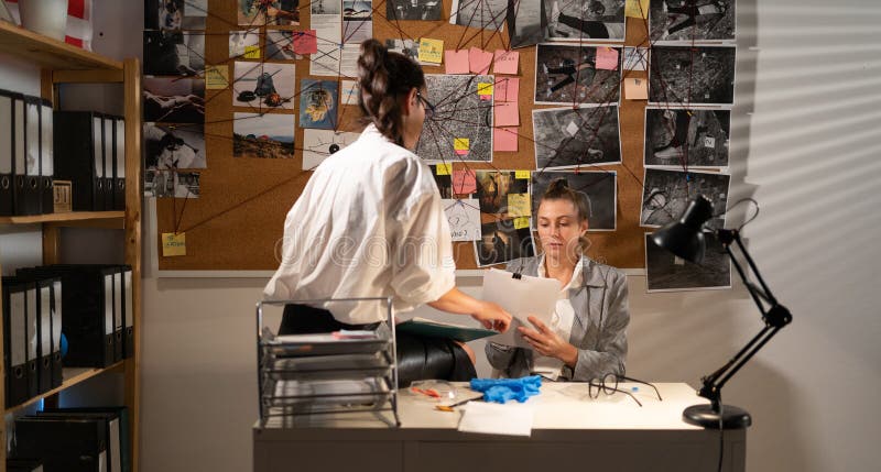 Private Detectives Working Together Reading Papers of Criminal Case ...