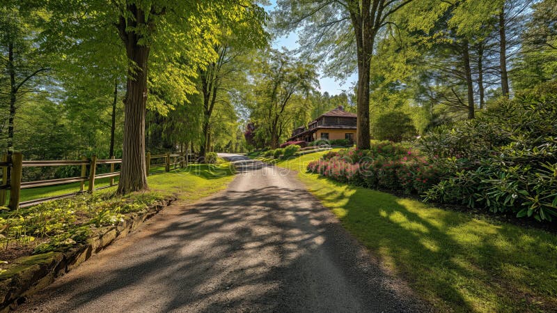 Private Driveway To the House Stock Photo - Image of white, exterior ...