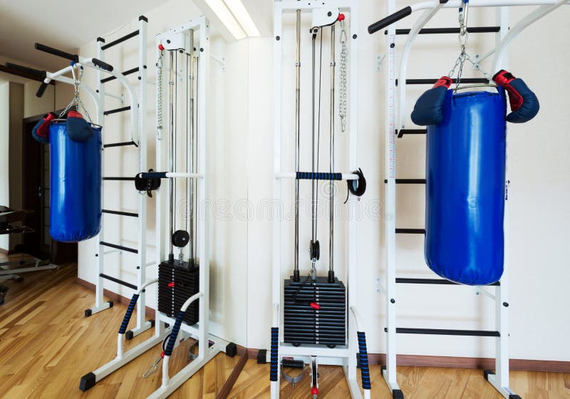 Private gym at home stock photo. Image of modern, treadmill - 54556640