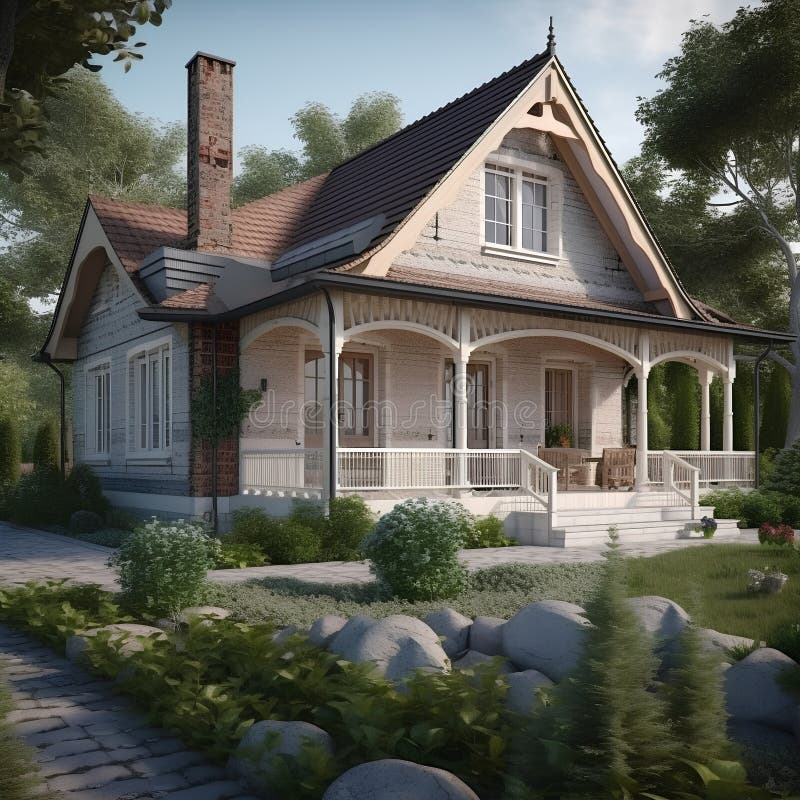 Private House in Bungalow Style. Traditional Bungalow Architecture ...