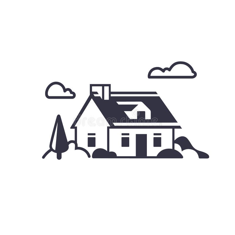 Private House Icon. Monochrome Illustration Stock Vector - Illustration ...