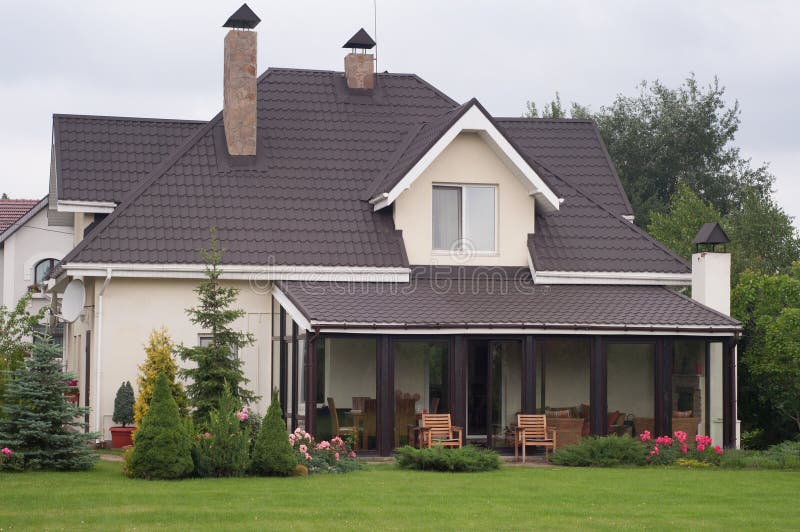 Private House with Landscaped Garden Stock Image - Image of neat ...