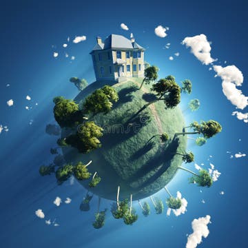 Private House on Small Planet Stock Illustration - Illustration of ...
